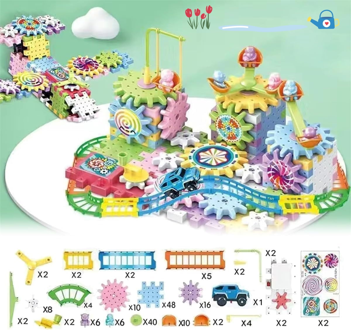 Educational Stem Electric Gears Blocks Toy, Gear Building Toy Set ...