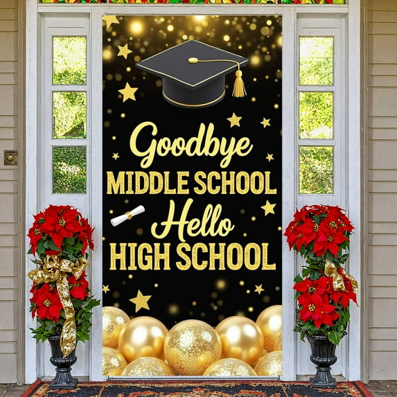 Educational Theme Next Stop High School Banner Graduation Elements ...