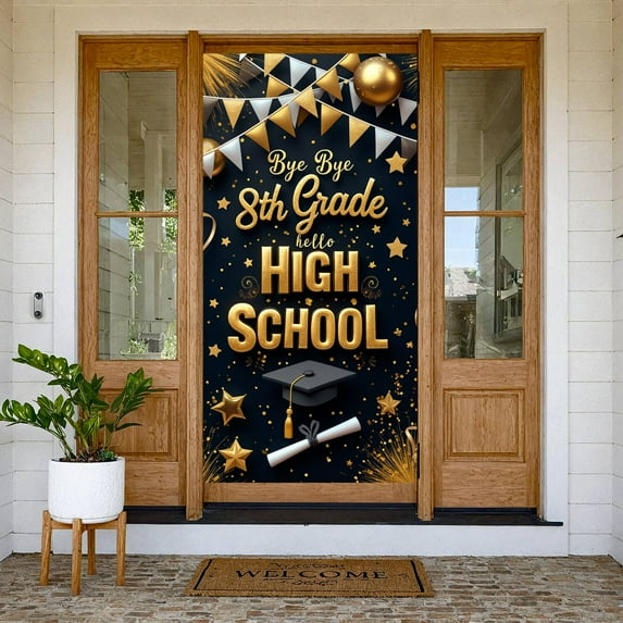 Educational Theme Next Stop High School Banner Graduation Elements ...