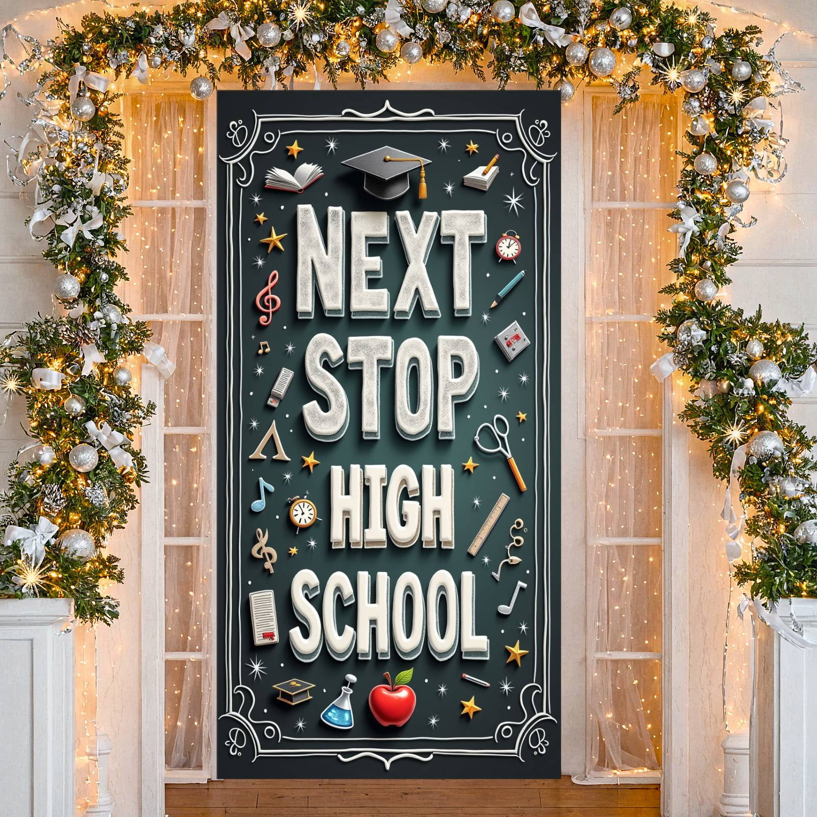 Educational Theme Next Stop High School Banner Graduation Elements ...