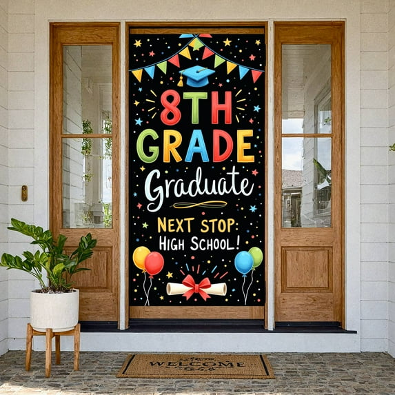 Educational Theme Next Stop High School Banner Graduation Elements ...