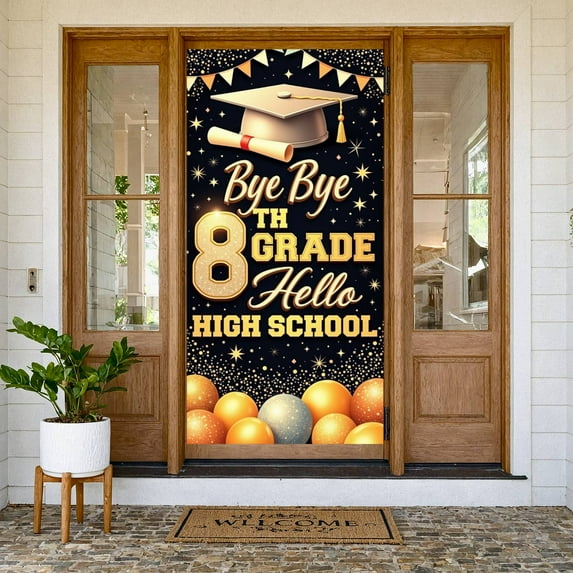 Educational Theme Next Stop High School Banner Graduation Elements ...