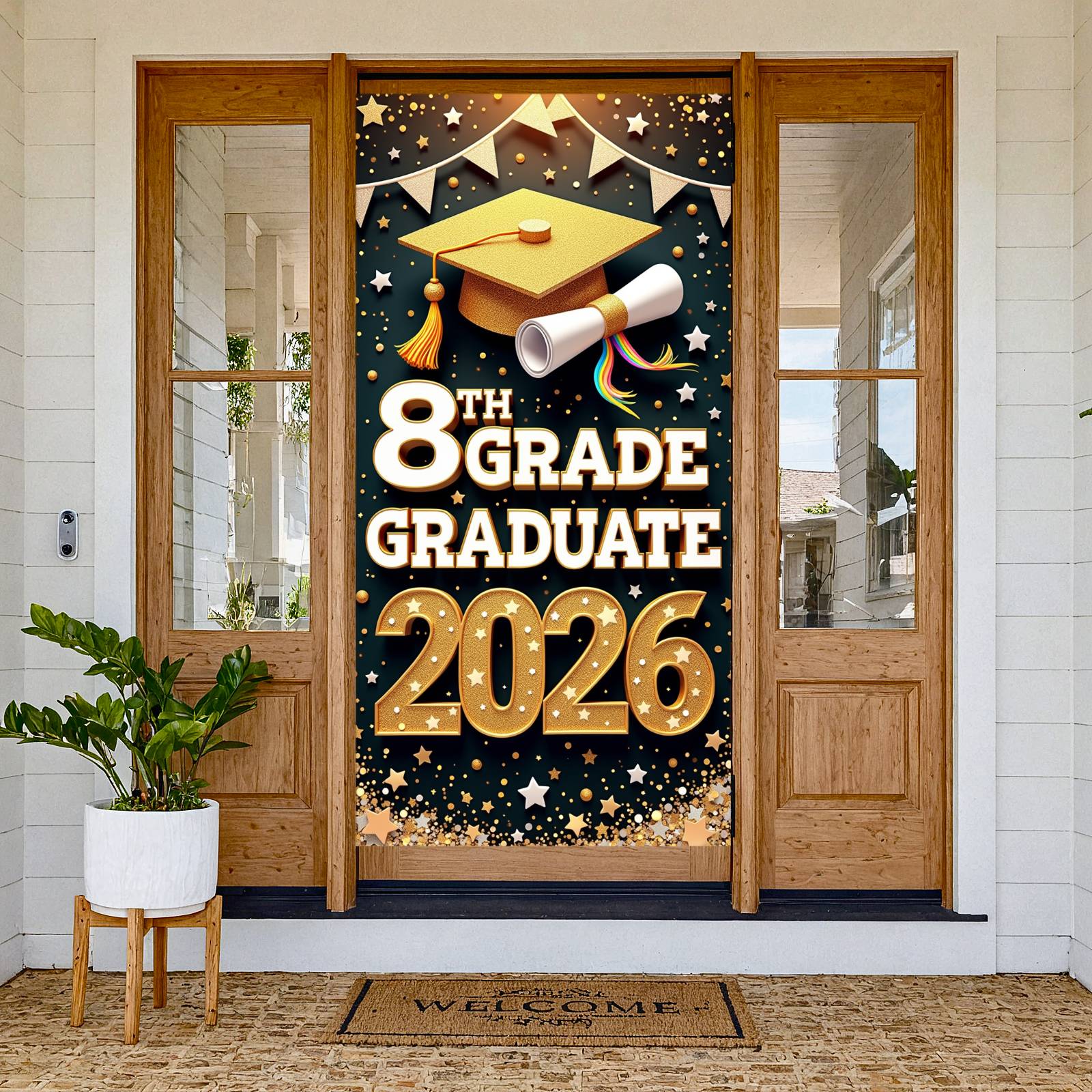 Educational Theme Next Stop High School Banner Graduation Elements ...