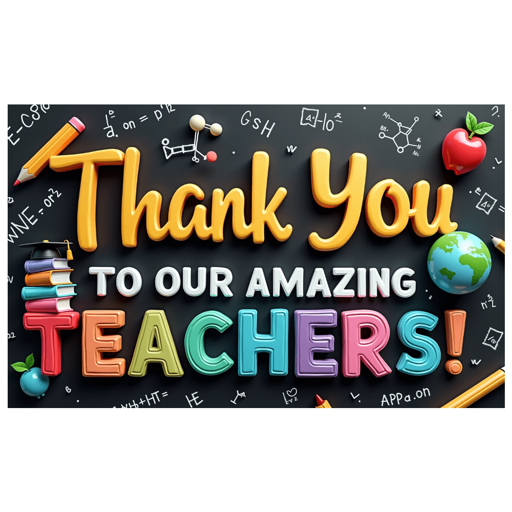 Educational Theme Teacher Appreciation Colorful Design Thank You Banner ...