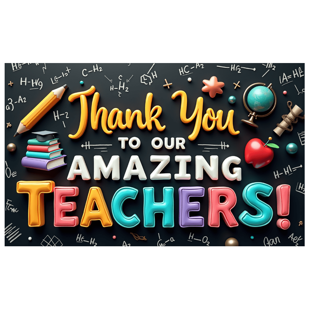 Educational Theme Teacher Appreciation Colorful Design Thank You Banner ...