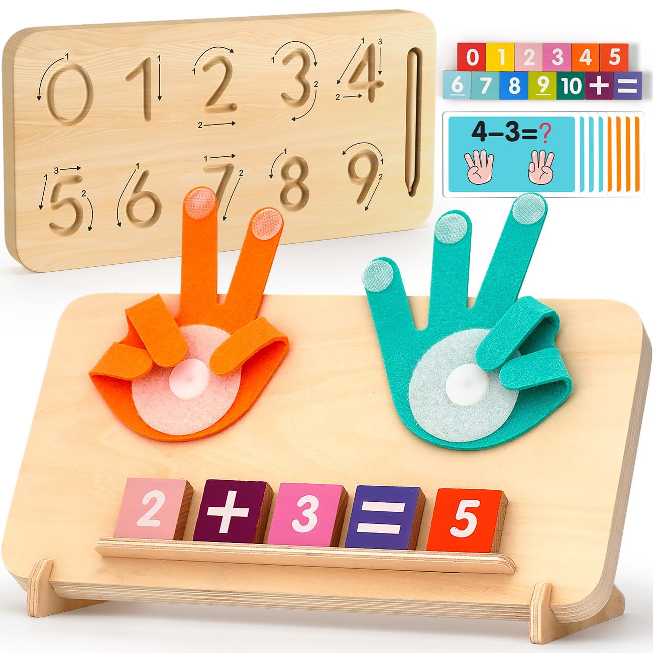 Educational Toys For 3-5 Year Old, Double-Sided Math Manipulatives Number Counting Blocks ...