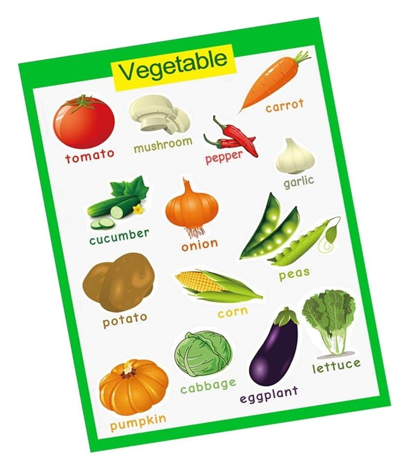 Educational Vegetables Poster for Kids - Veggie Learning Chart for ...
