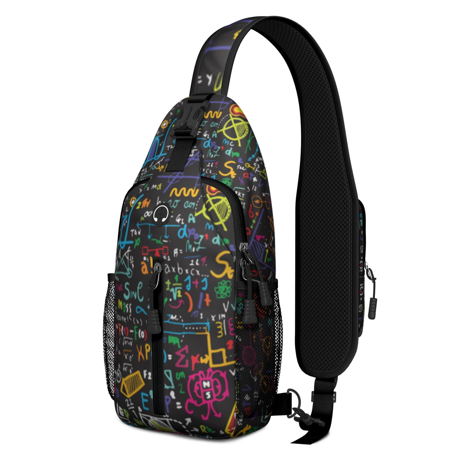 Educational Wall Art Sling Backpack, Science and Math Themed Crossbody ...