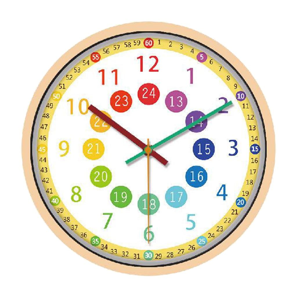 Educational Wall Clock - movement silenced Time Teaching Clock for ...