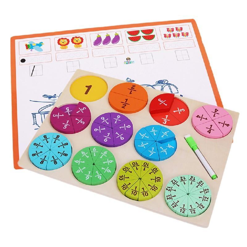 Educational Wood Fraction Circles Game for Kids Hands-On Learning Toy ...