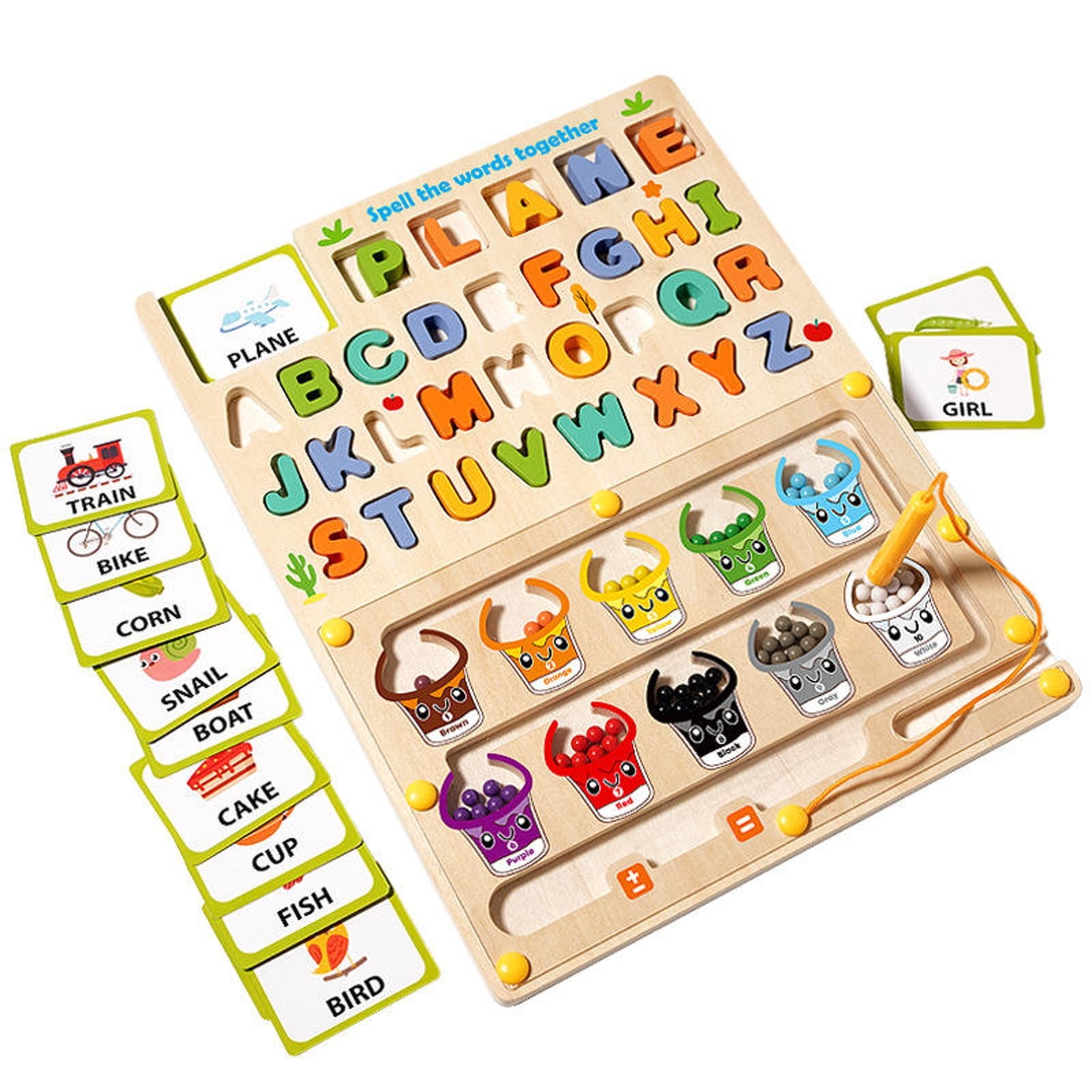 Educational Wooden Alphabet Puzzle Board for Kids Montessori Learning ...