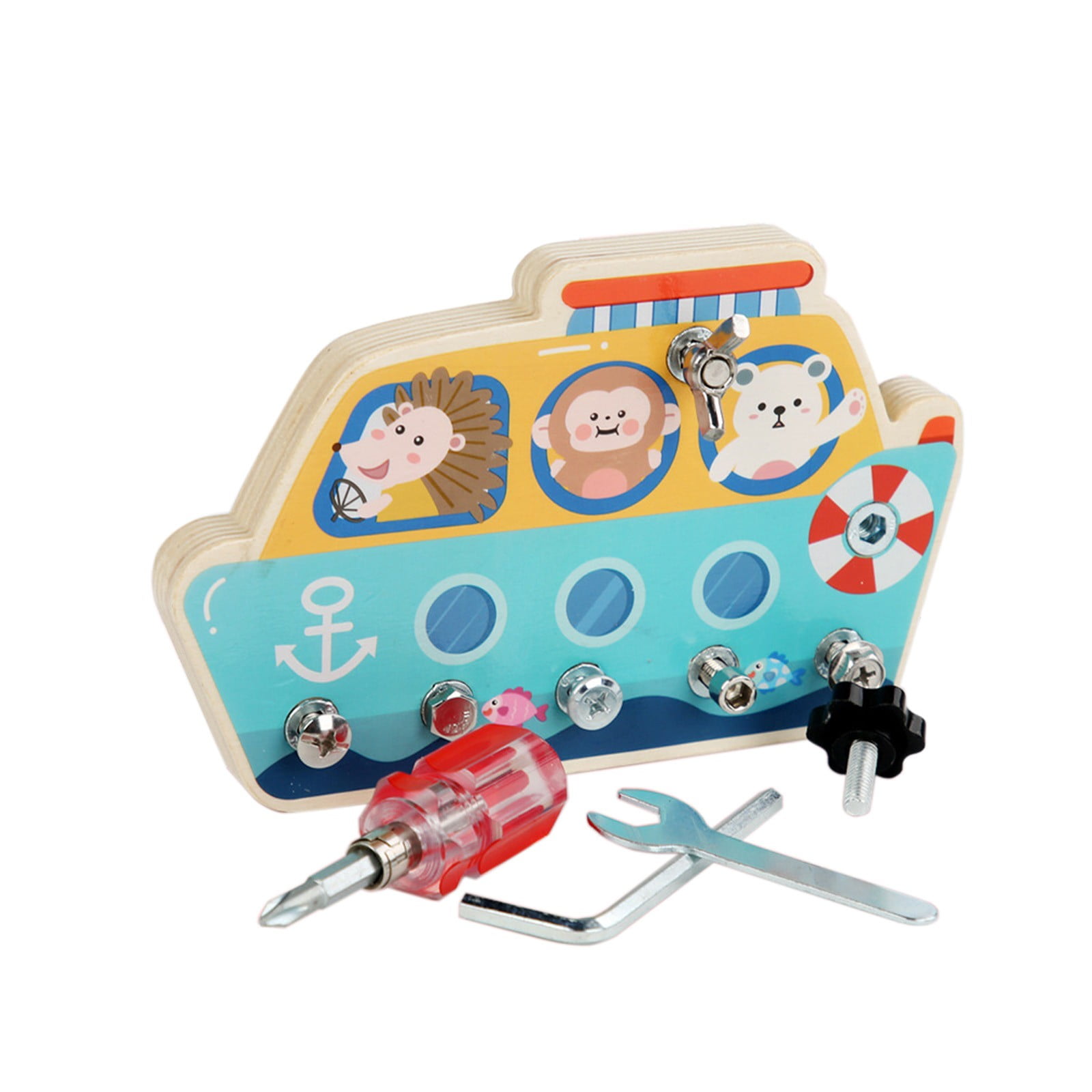 Educational Wooden Construction and Ship Toy Set for Kids, Includes ...