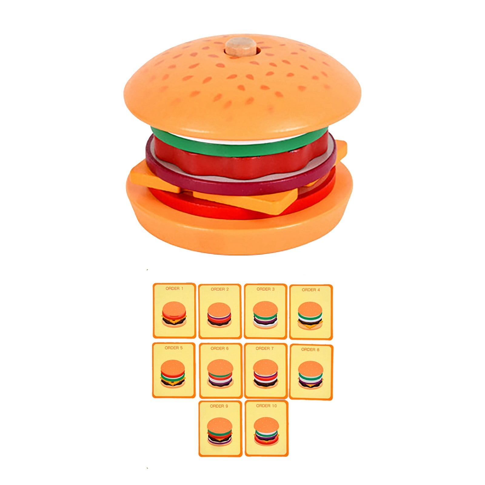 Educational Wooden Hamburger Toy Set for Kids Pretend Play Kitchen ...