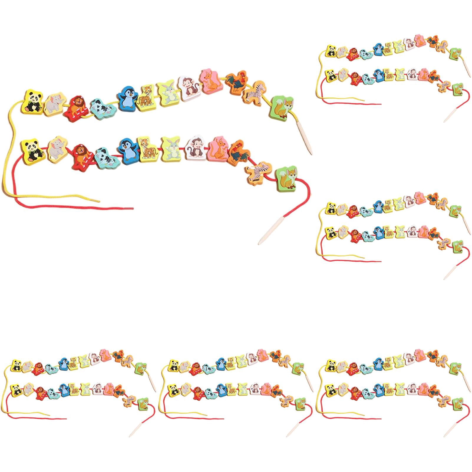 Educational Wooden Lacing Beads Toys for Toddler 3 4 5 Year Old, Farm ...
