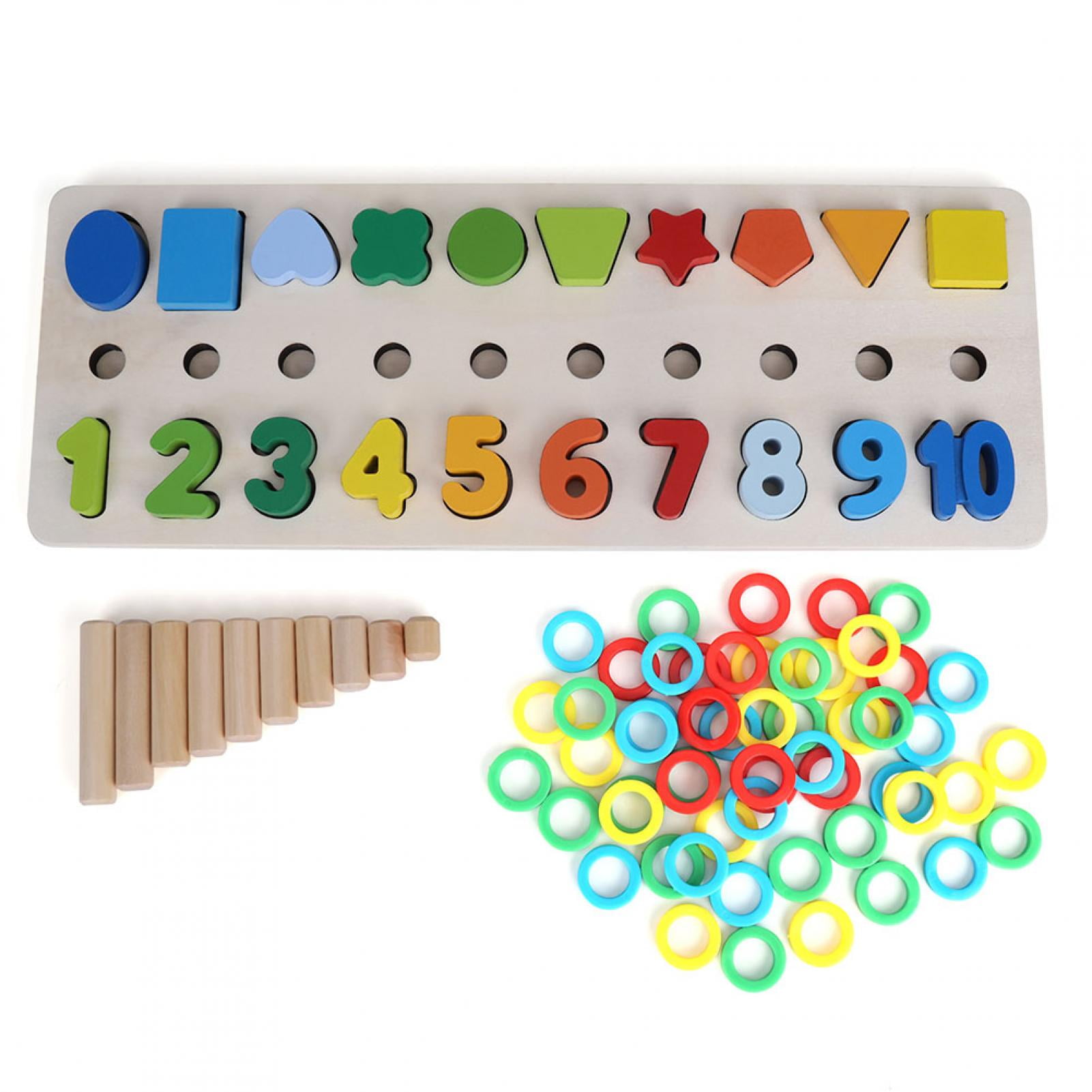 Educational Wooden Number Shape Classification Matching Blocks Children ...