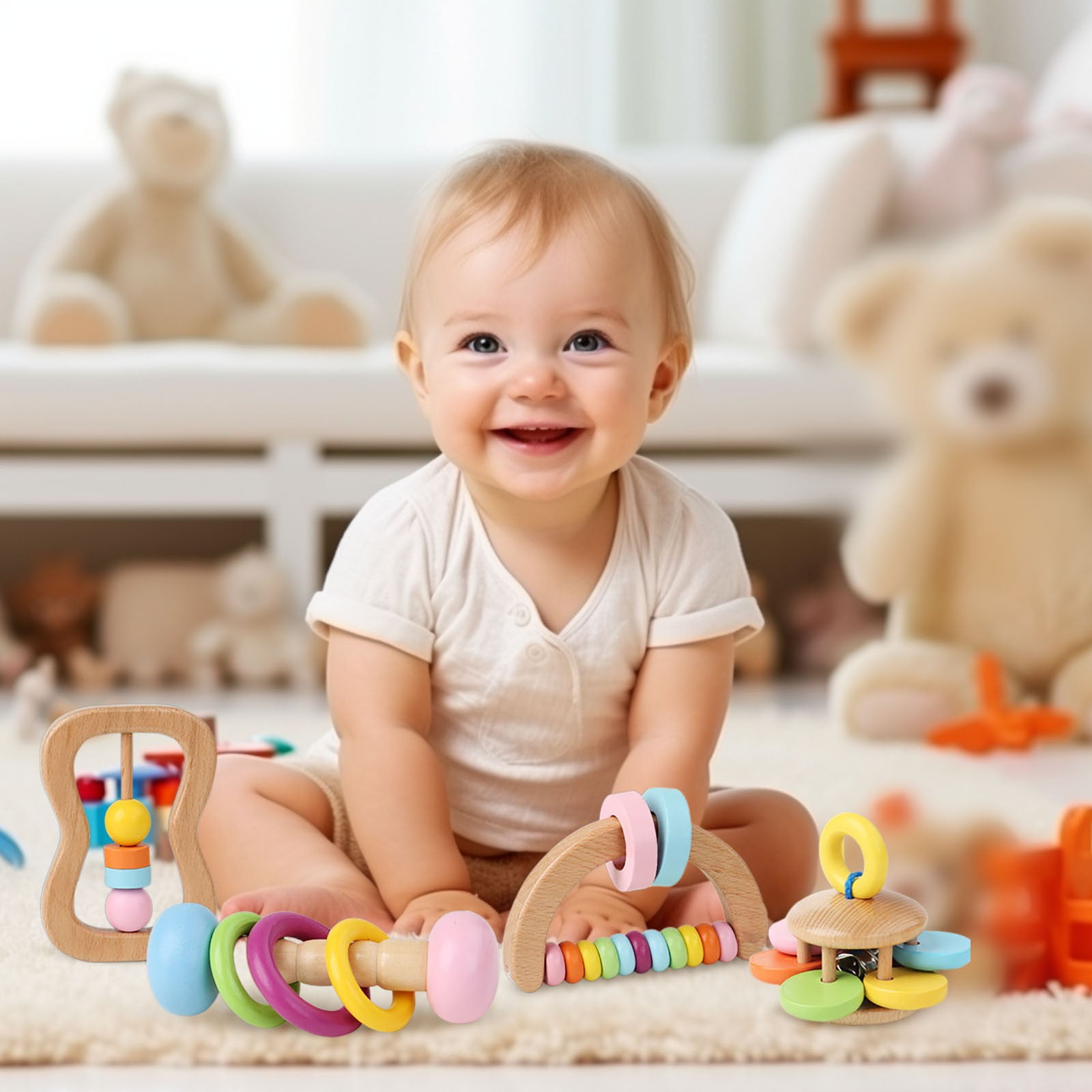 Educational Wooden Rattle Musical Instrument for Kids Natural Sounding ...