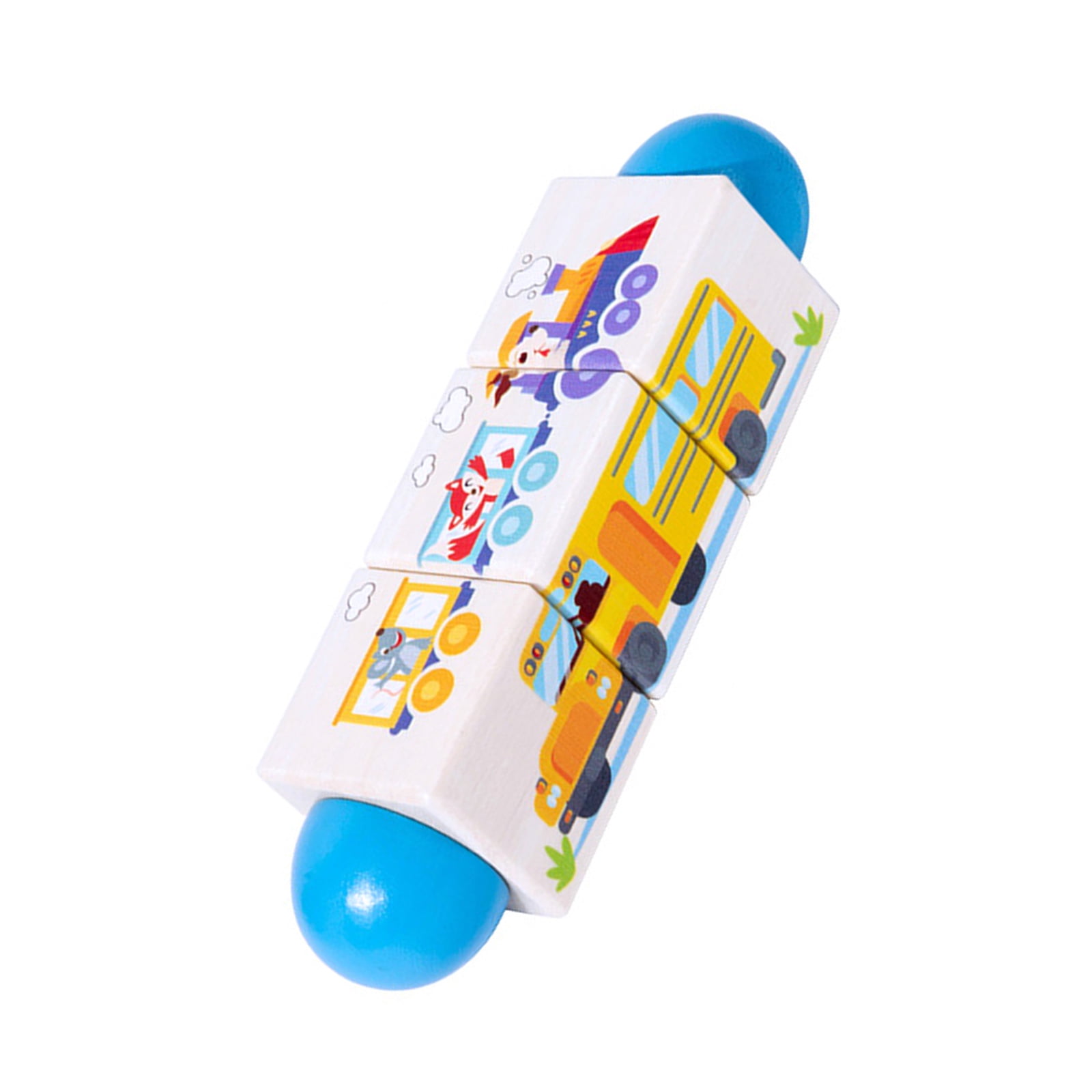 Educational Wooden Sensory Puzzle Block Toy With Rotating Design Early ...