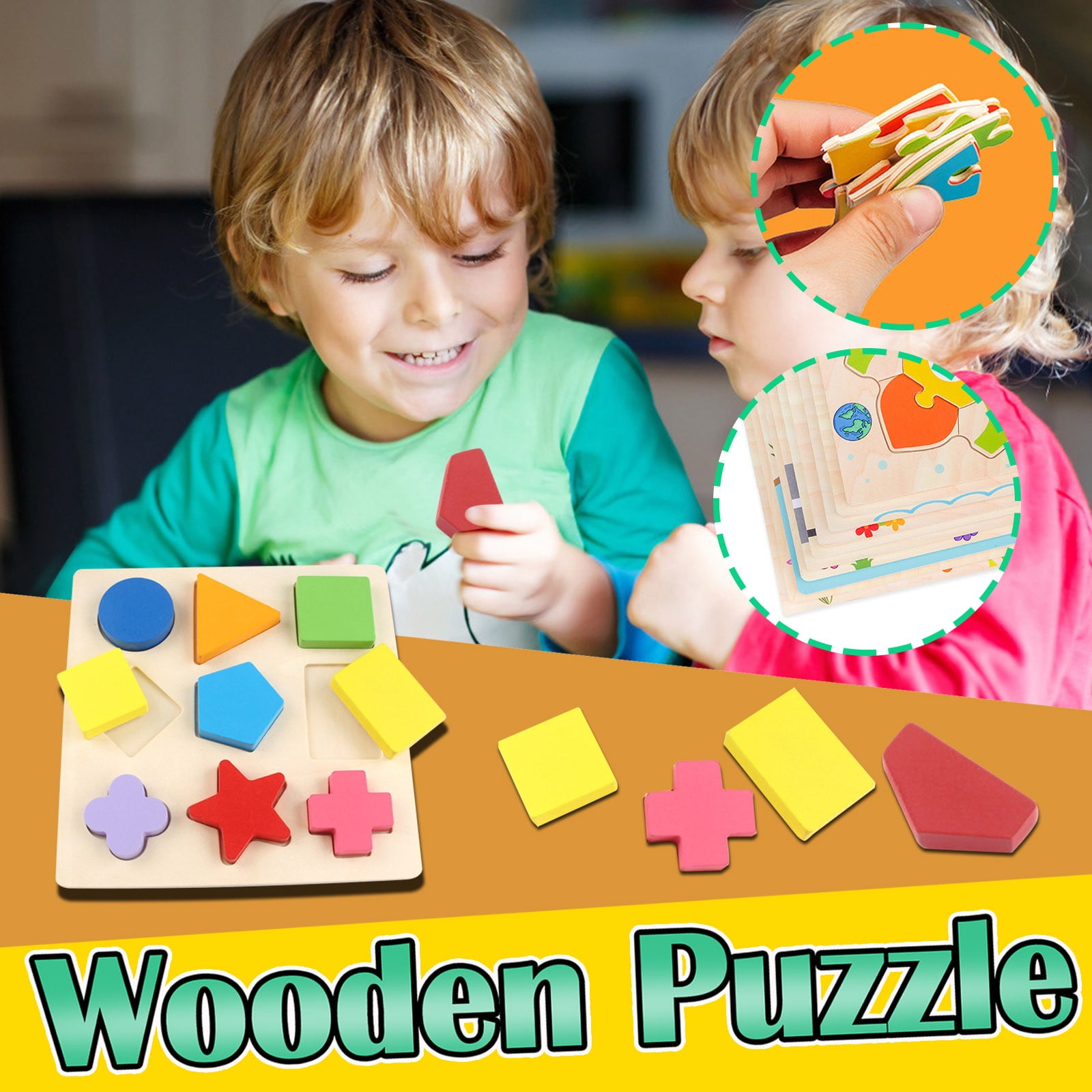 Educational Wooden Shape Sorter Toy for Toddlers - Brain Teaser Puzzle ...