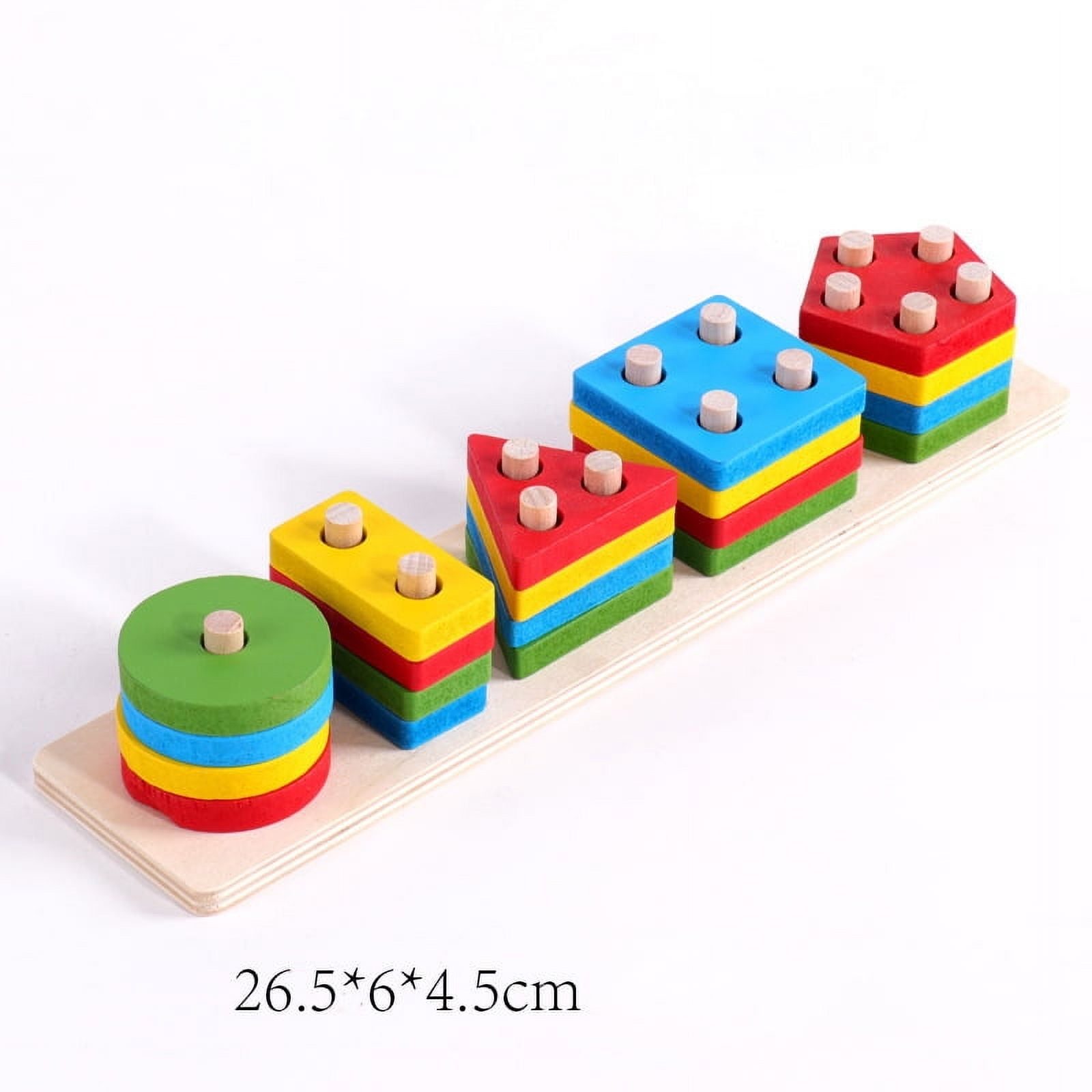 Educational Wooden Toys Geometric Shapes Montessori Puzzle Color ...
