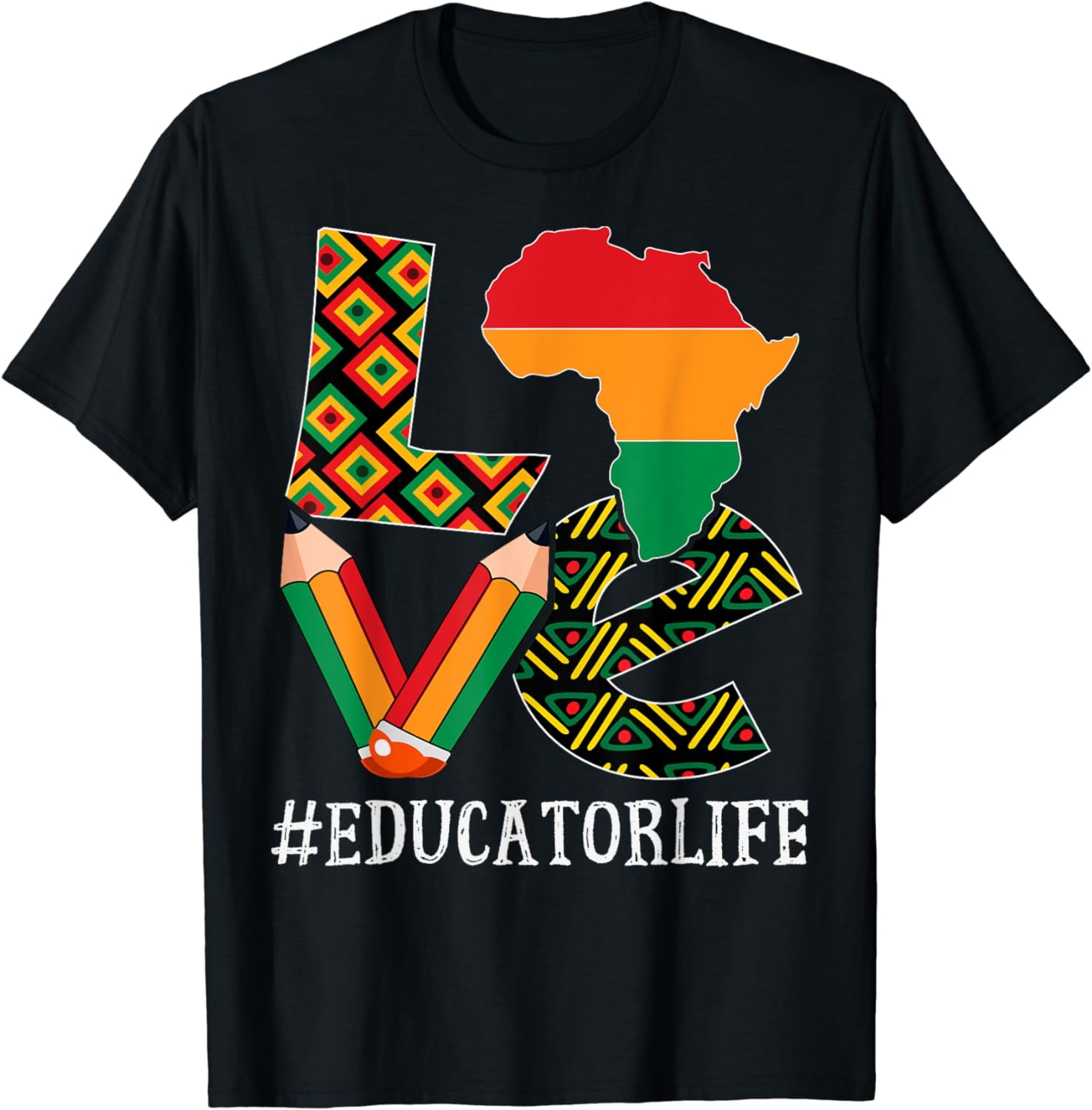 Educator Love Map African American Black History Month Cotton T-Shirt ...