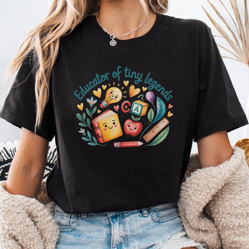 Educator of Tiny Legends Teacher T-Shirt, Preschool Teacher Shirt, Back ...