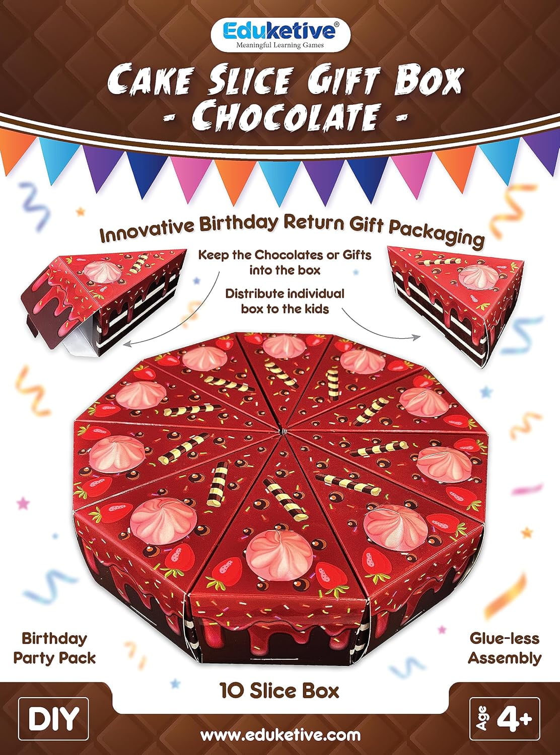 Eduketive Combo of 4 2 Chocolate 2 Strawberry Cake Slice Gift Box 4 x ...