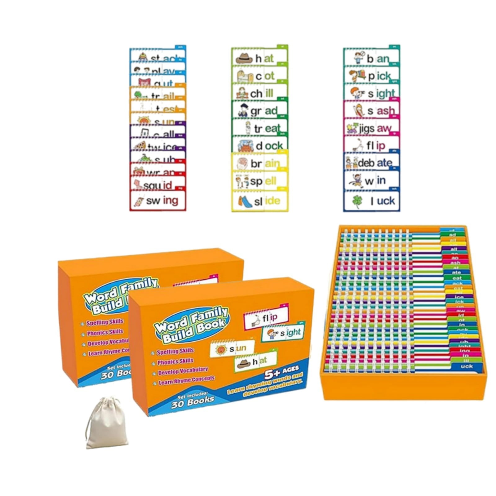 #Edulok# 2PCS Word Families, Letter Sounds Flash Cards, ABC Vocabulary ...