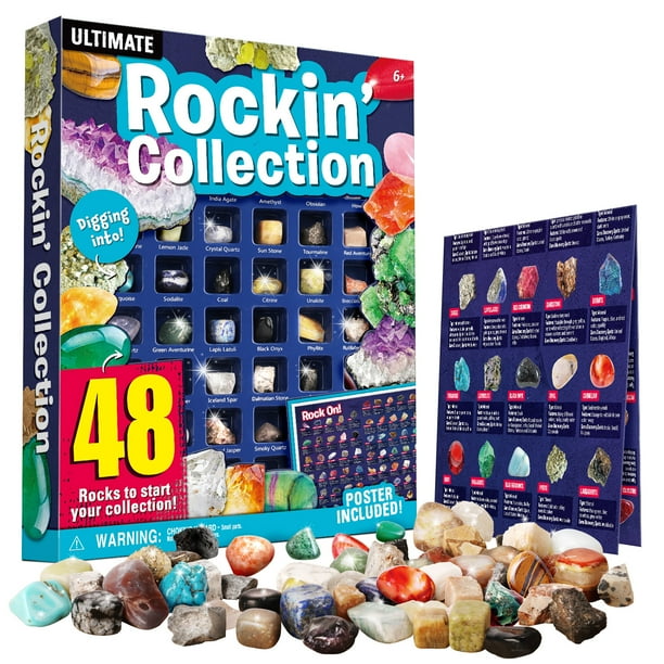 Eduman 48PCS Rock Collection Kit, Gemstone Mineral Set, Geology Crystal ...