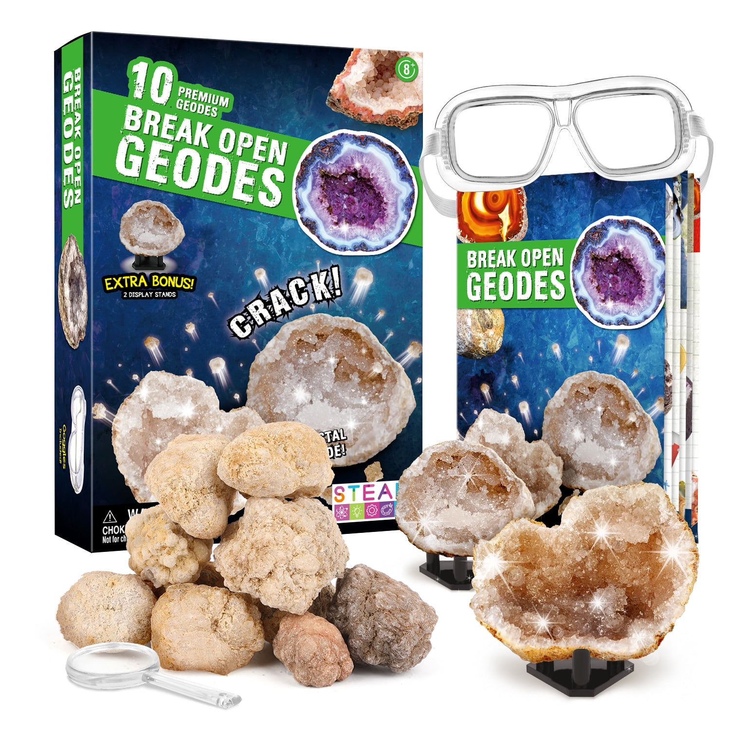 Eduman Geodes Kit, Break Open 10 Geodes, STEM Educational Geology Toys ...