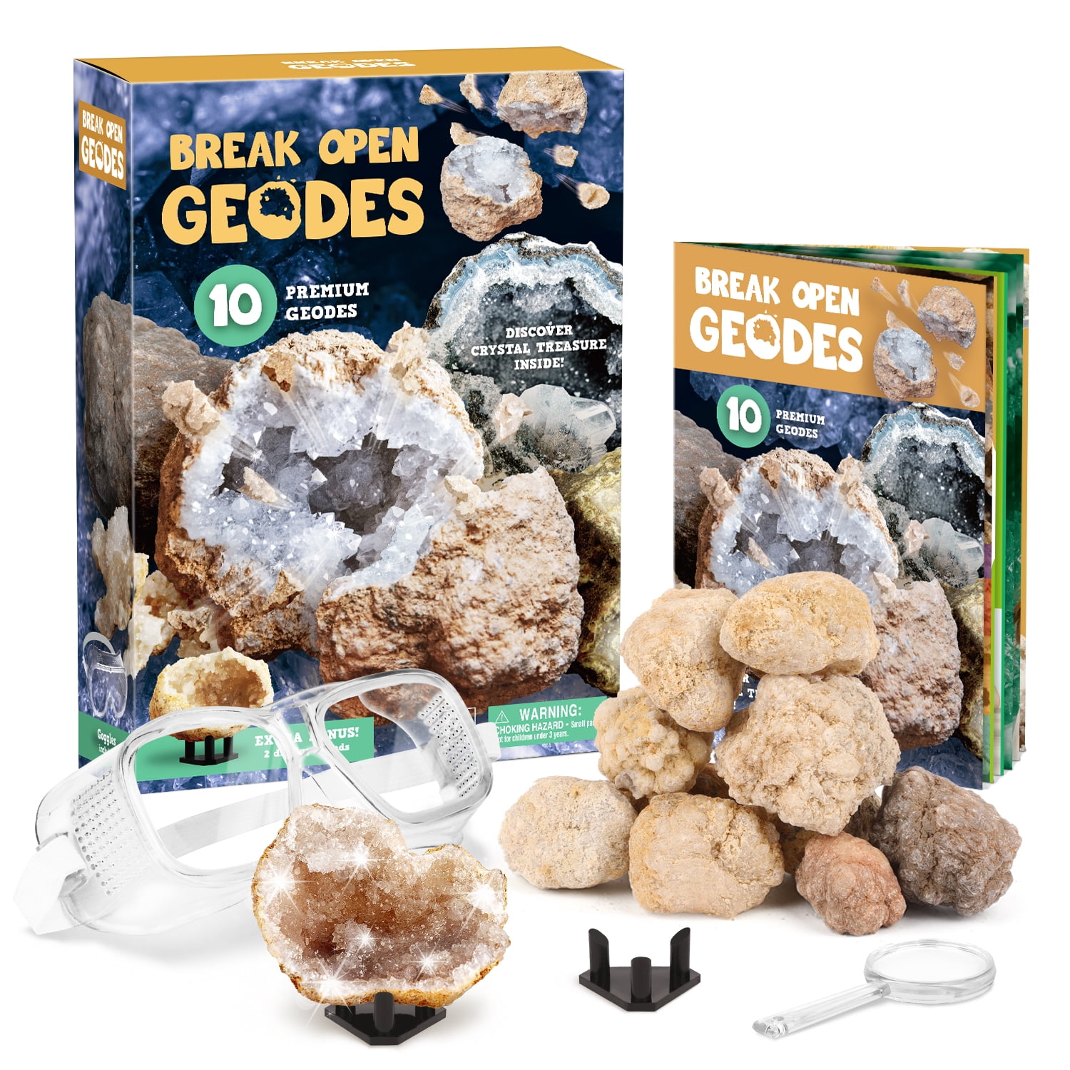 Eduman Geodes Kit for Kids, Break Open 10 Geodes, STEM Geology Science ...
