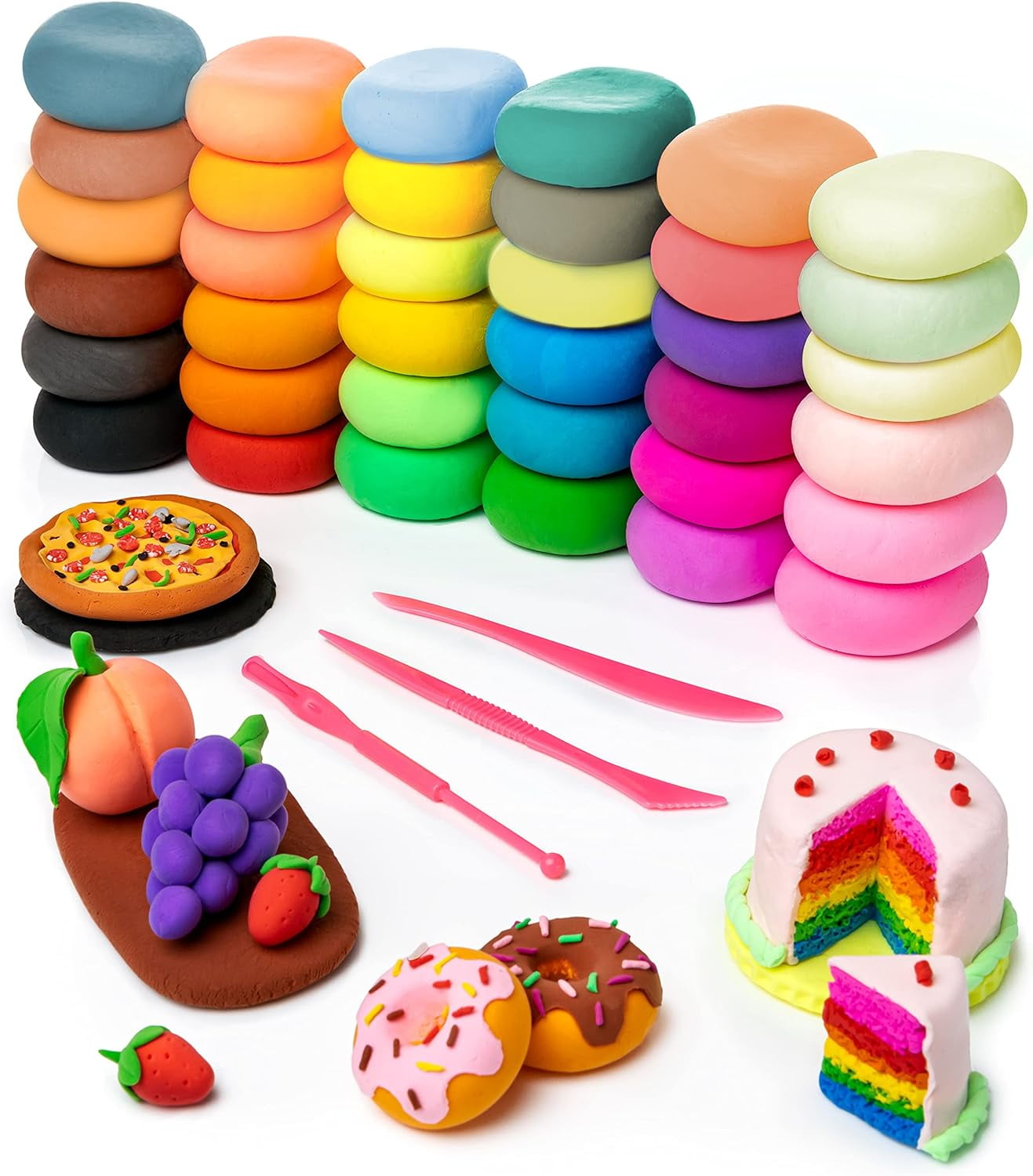Edunwind Air Dry Clay for Kids 24 Colors Safe & Non-Toxic,DIY Self ...