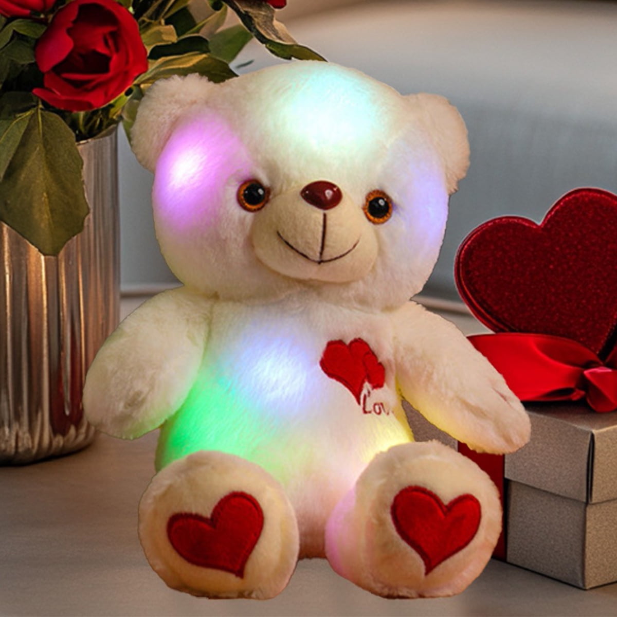 Edunwind Light up Mother's Day Teddy Bear LED Stuffed Animal Soft ...
