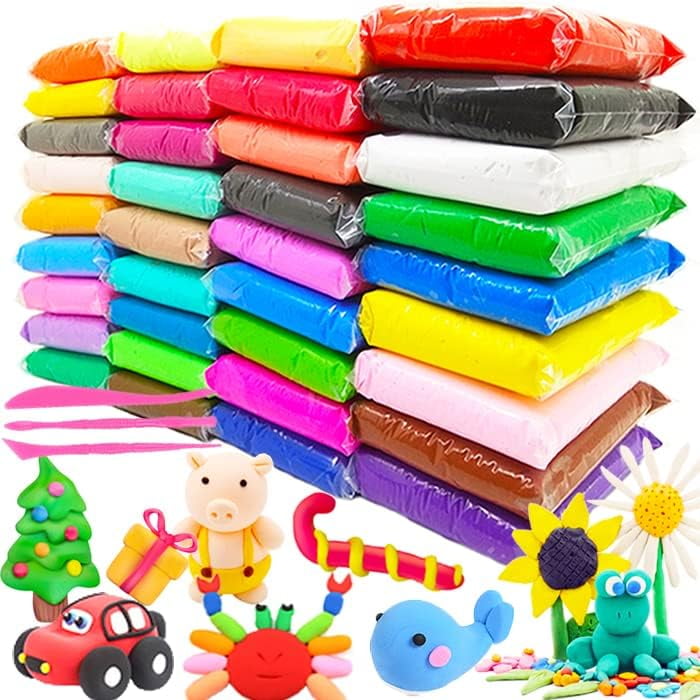Edunwind Modeling Clay Kit 24 Colors Super Light Magic Clay, Non-Sticky ...