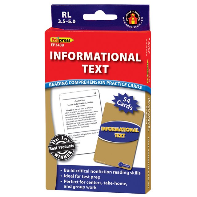 Edupress Informational Text Reading Comprehension Practice Cards Blue ...