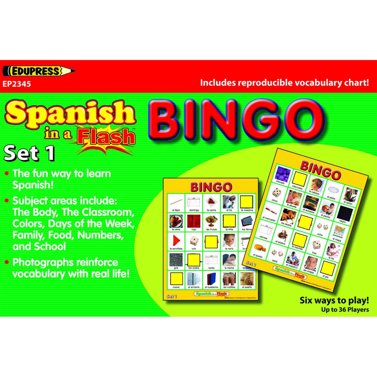 Edupress Spanish in a Flash Bingo, Set 1 - Walmart.com