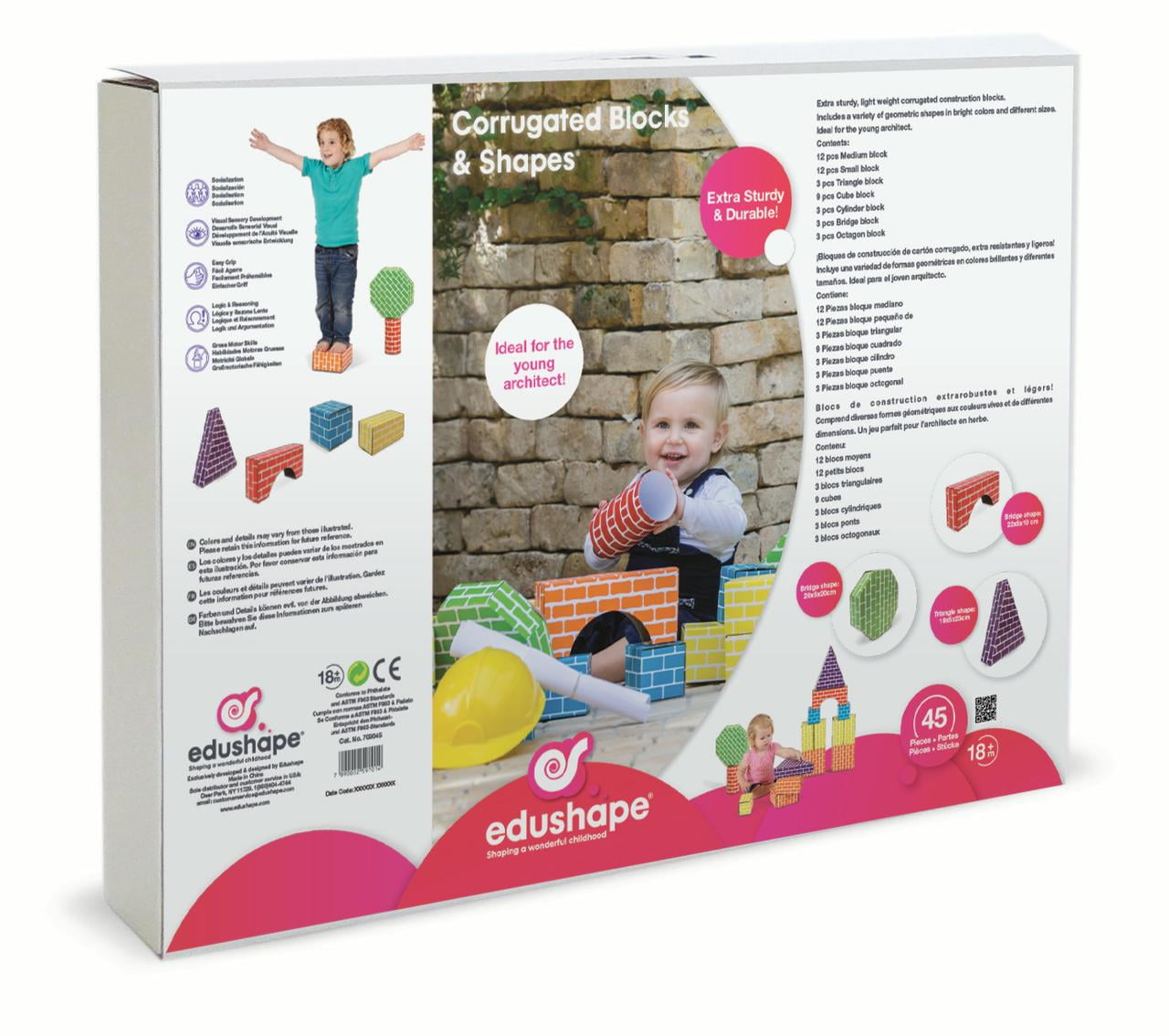 Edushape Corrugated Blocks & Shapes- 45 Pc - Walmart.com