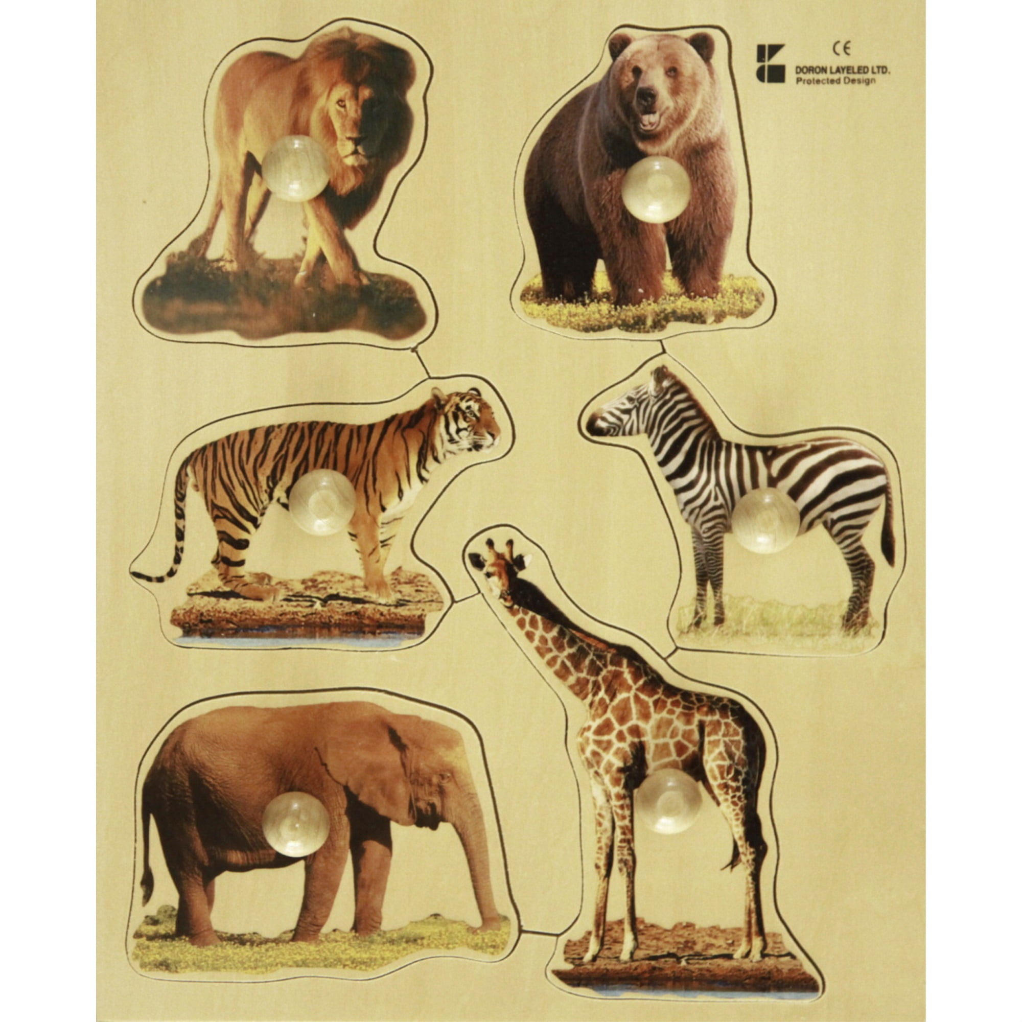 Edushape Large Knob Puzzle, Wild Animals Theme, 6 Pieces - Walmart.com