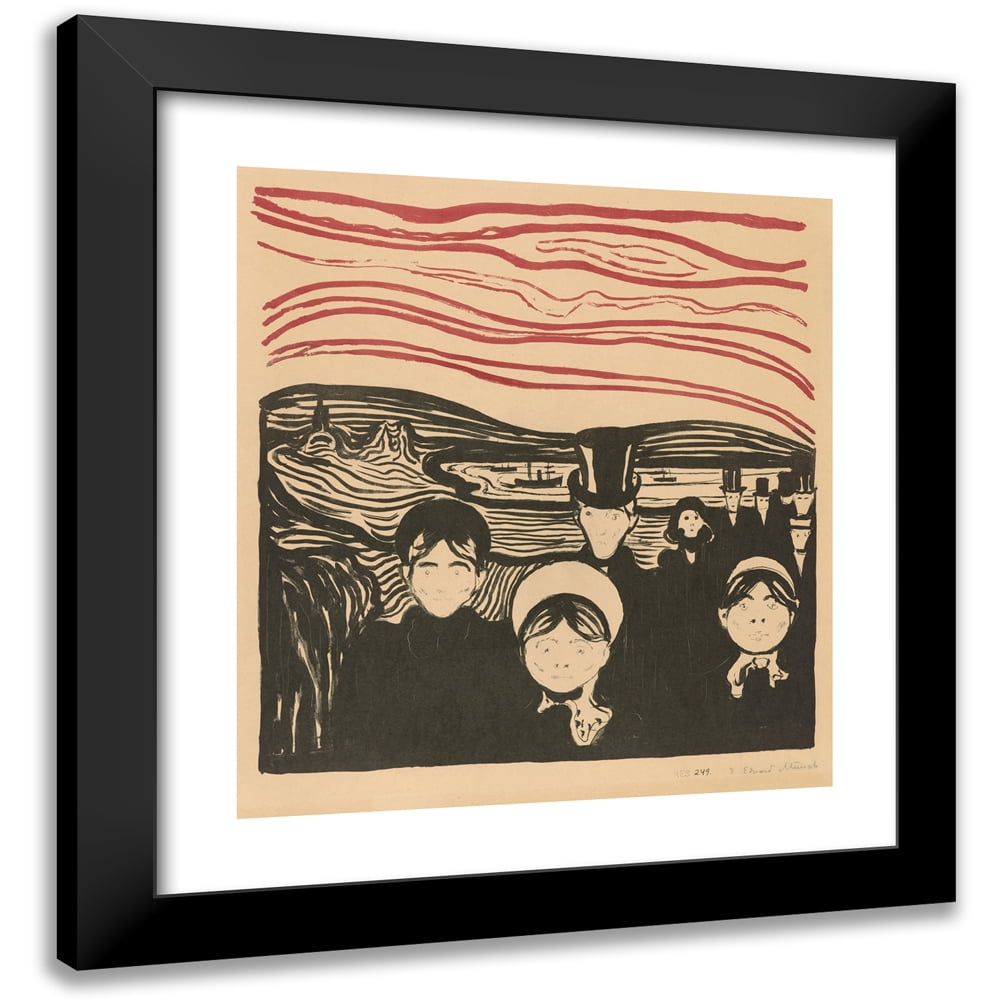 Edvard Munch 15x16 Black Modern Framed Museum Art Print Titled - Angst ...