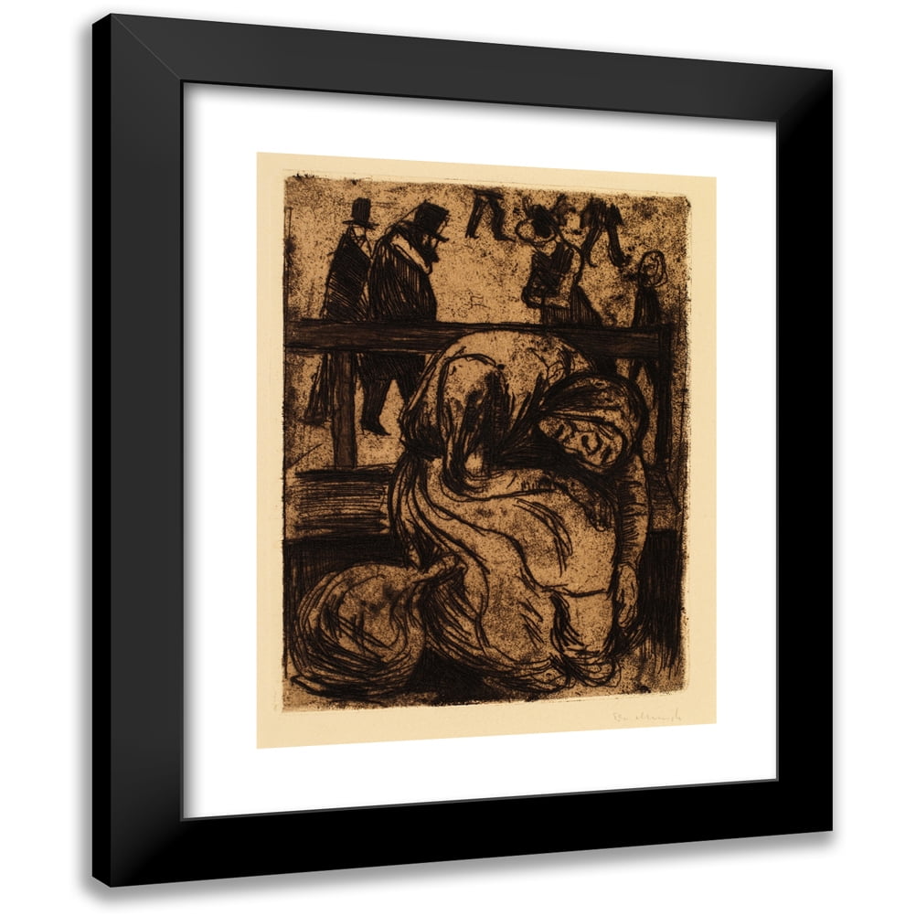 Edvard Munch 15x18 Black Modern Framed Museum Art Print Titled - Elderly Woman on a Bench (1986 ...