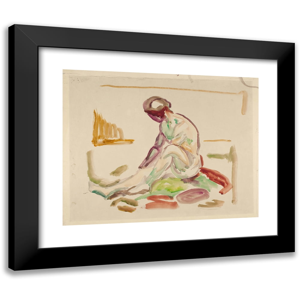 Edvard Munch 18x15 Black Modern Framed Museum Art Print Titled - Seated ...