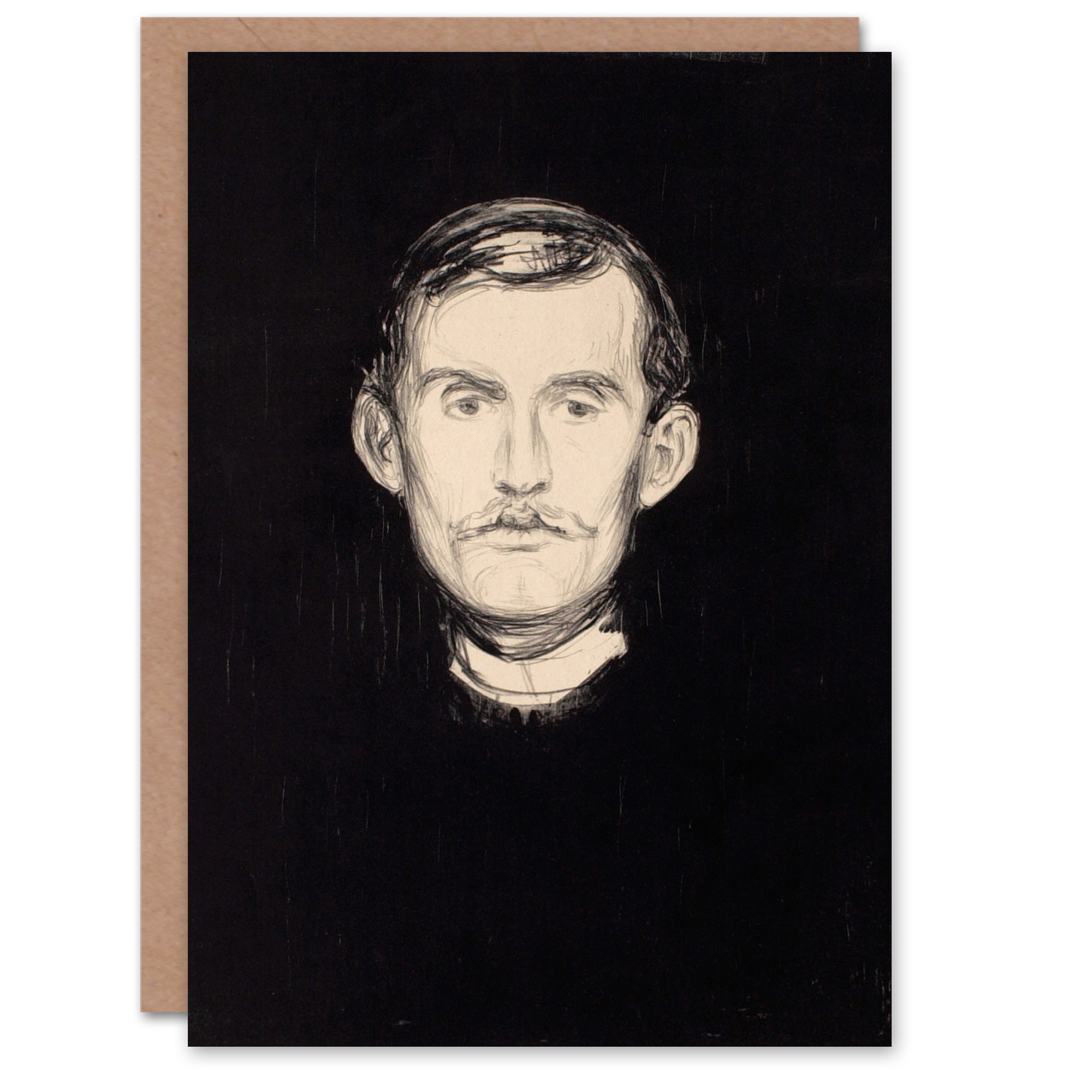 Edvard Munch Art Card Artist Self Portrait Drawing 1895 - Walmart.com