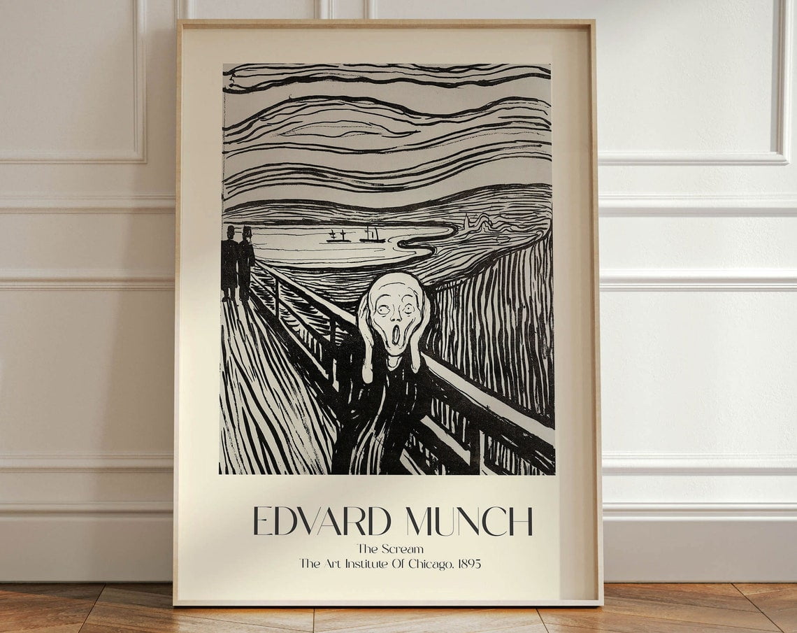 Edvard Munch Exhibition Wall Art Print, The Scream Poster, Minimalist ...