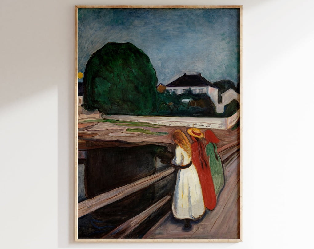 Edvard Munch The Girls On The Bridge Poster, Edvard Munch Print ...