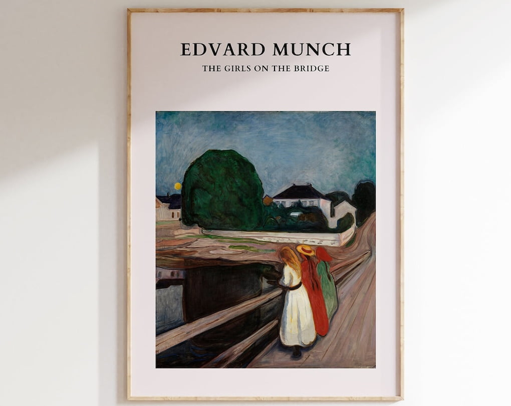 Edvard Munch The Girls On The Bridge Poster, Edvard Munch Print ...