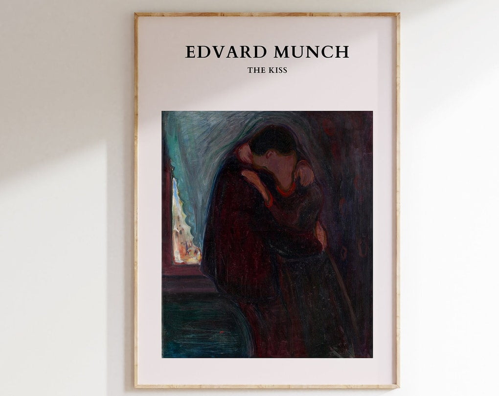 Edvard Munch The Kiss Poster, Edvard Munch Print, Exhibition Poster ...