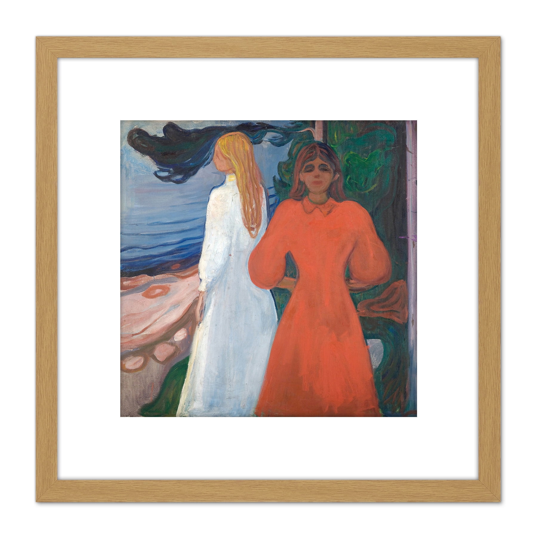 Edvard Munch Red And White Cropped 8X8 Inch Square Wooden Framed Wall ...