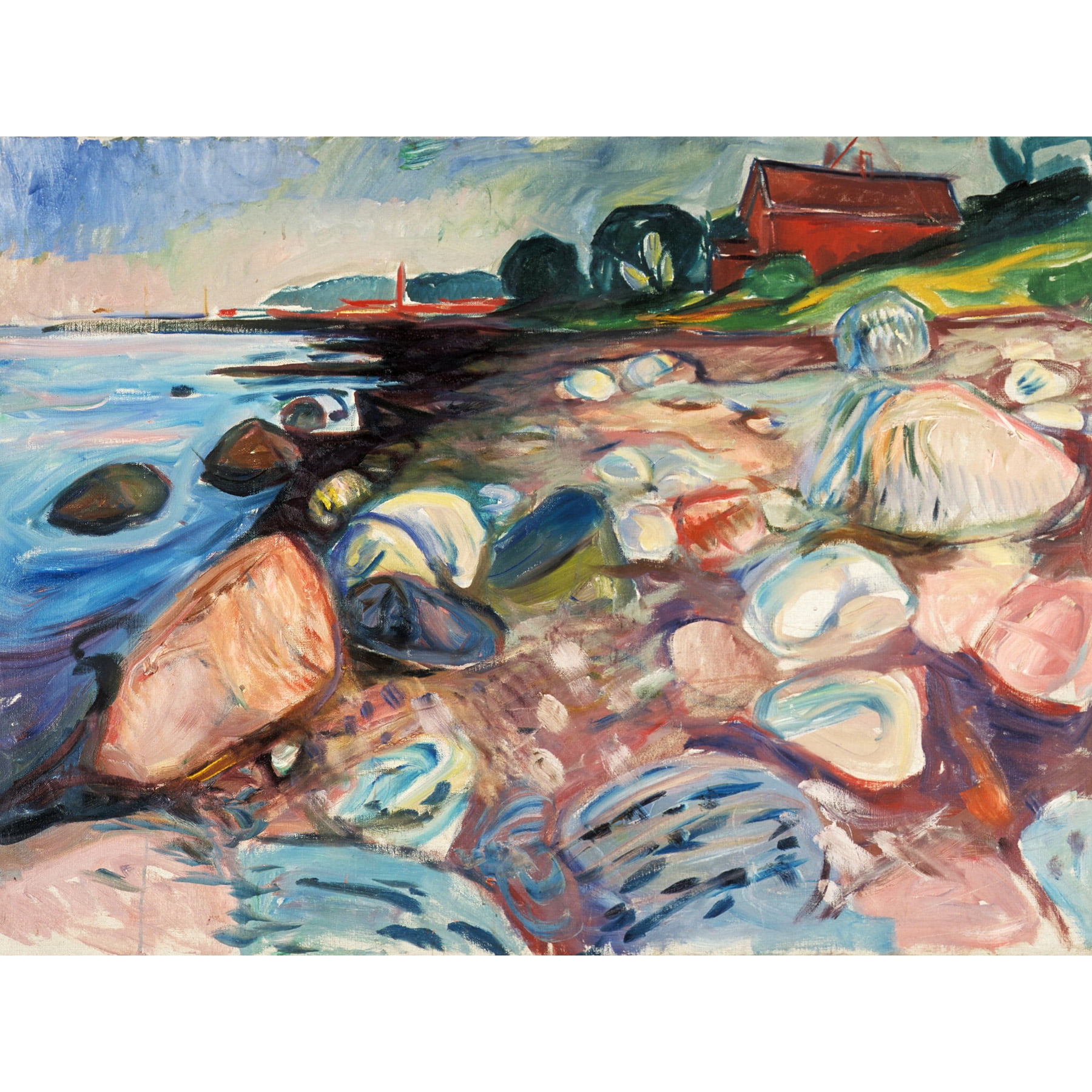 Edvard Munch Shore With Red House Extra Large Art Print Wall Mural ...