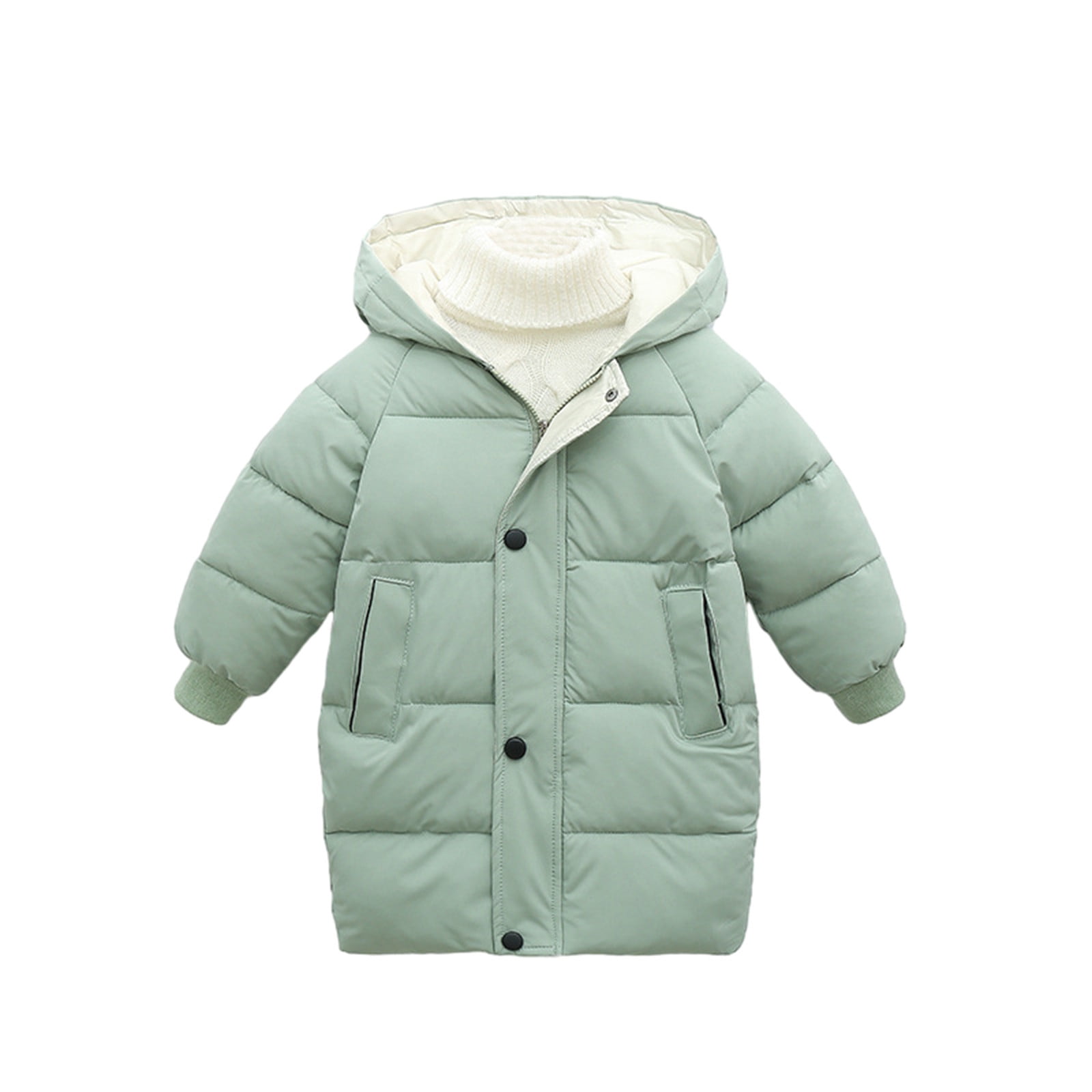Edvintorg 1-12Years Kids Down Coat Solid Color Long Sleeve Mid-Length ...
