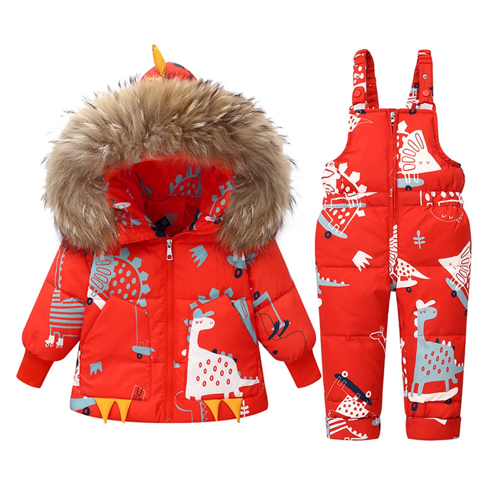 Edvintorg 1-6Years Infant Snowsuit Winter Girls Clothing Set Cute Printed Warm Down Jackets Kids ...