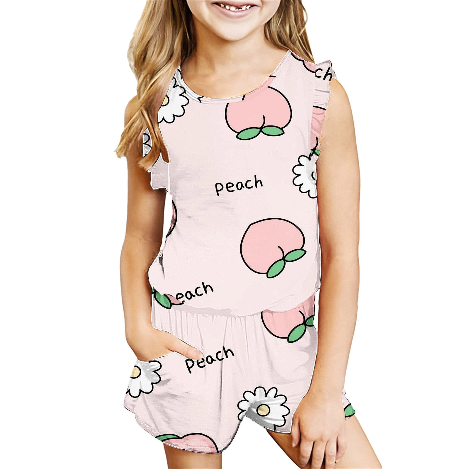 Edvintorg 3-14Years Girl's 2 Piece Outfits Clearance Sleeveless Round ...